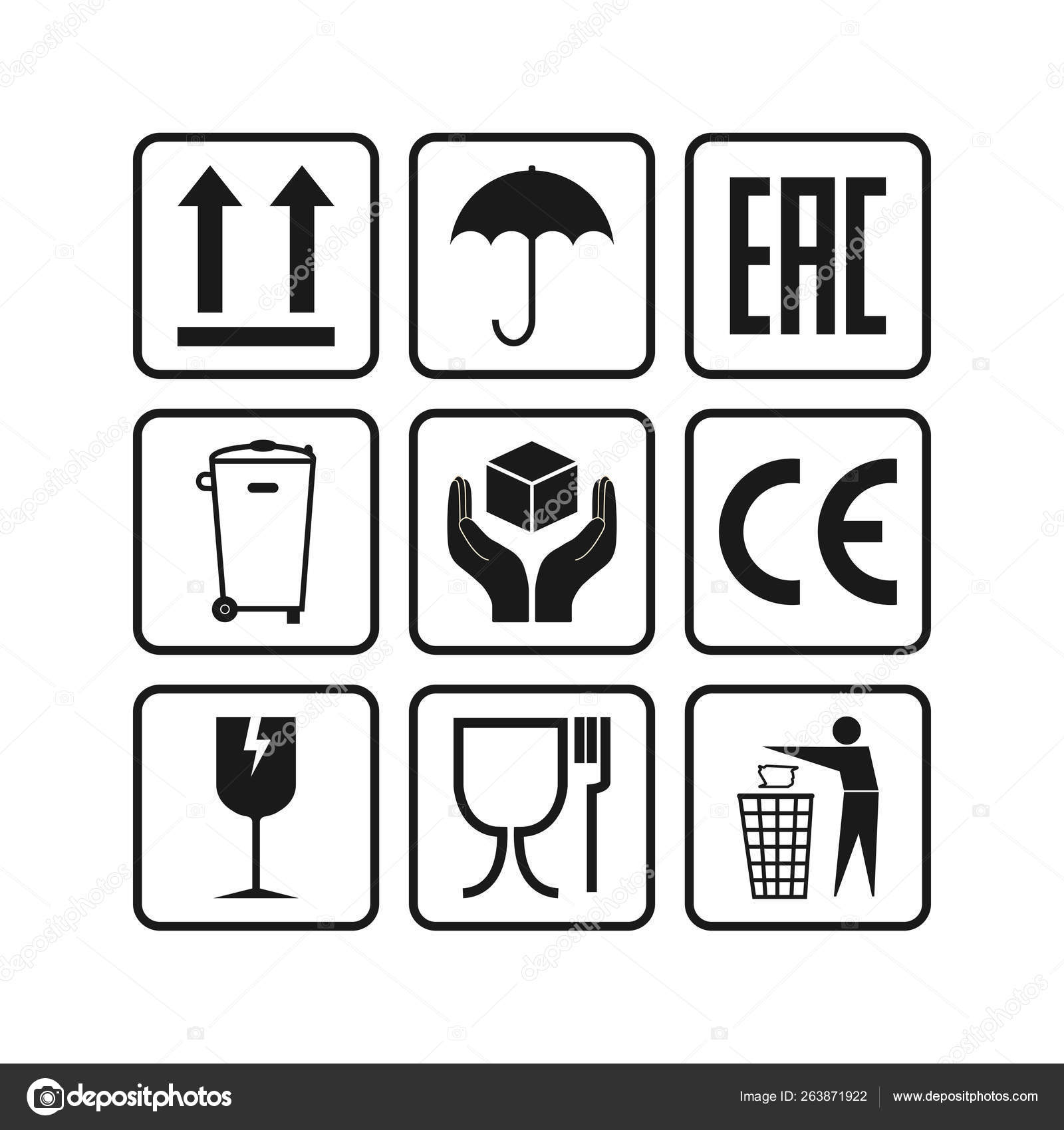 Packaging icons, package signs set. Vector illustration, flat design ...
