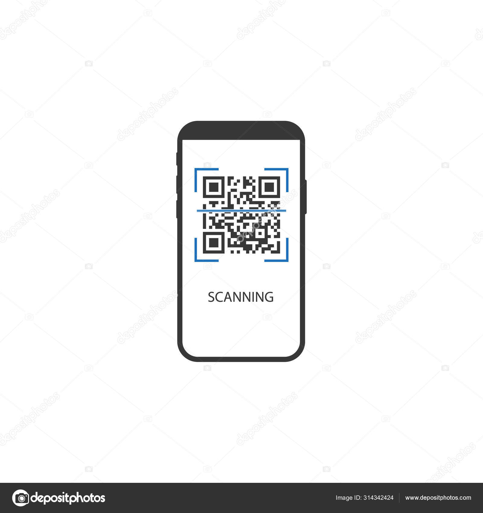 Smartphone, QR code icon. Vector illustration, flat design. Stock ...