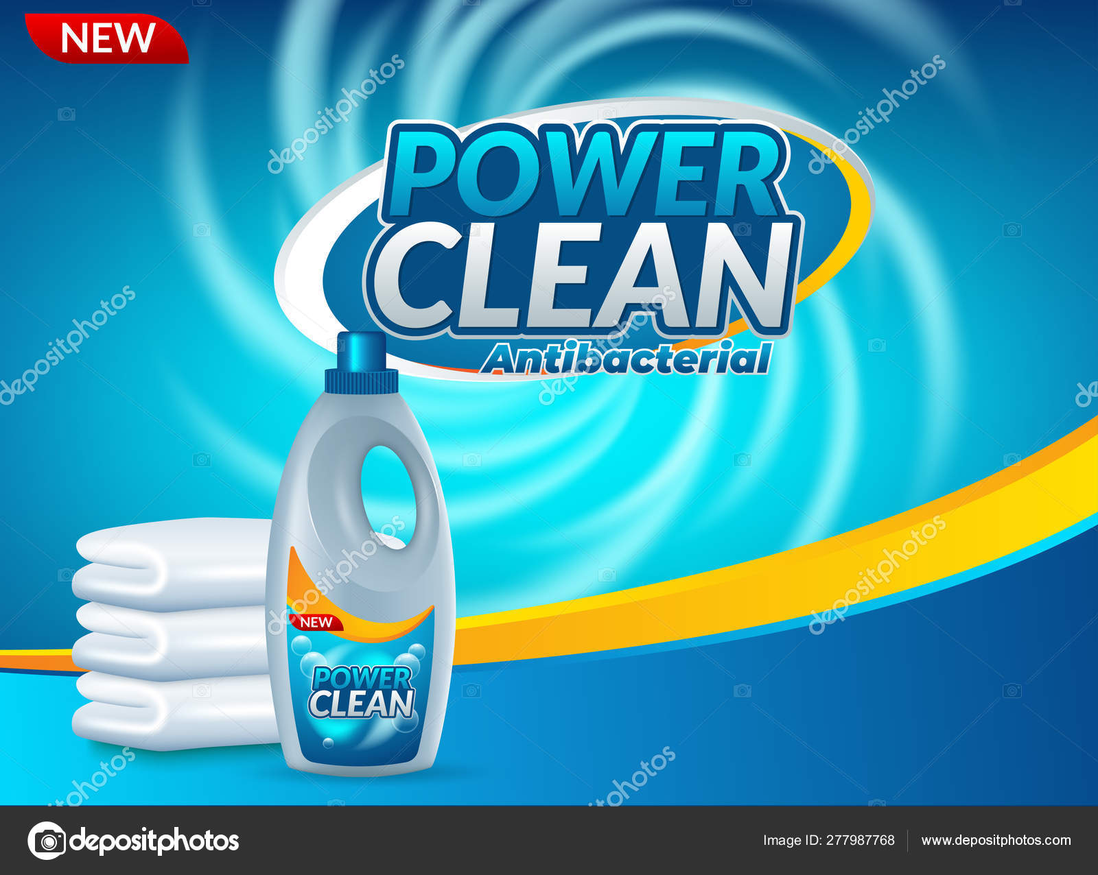 Powder laundry detergent advertising poster. Vector realistic ...