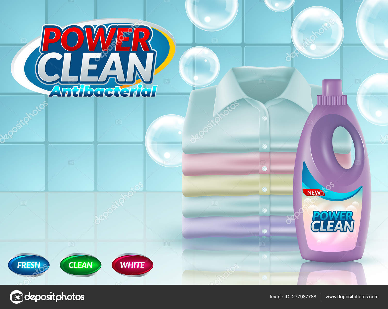 Vector realistic promo banner of washing powder, poster for advertising ...