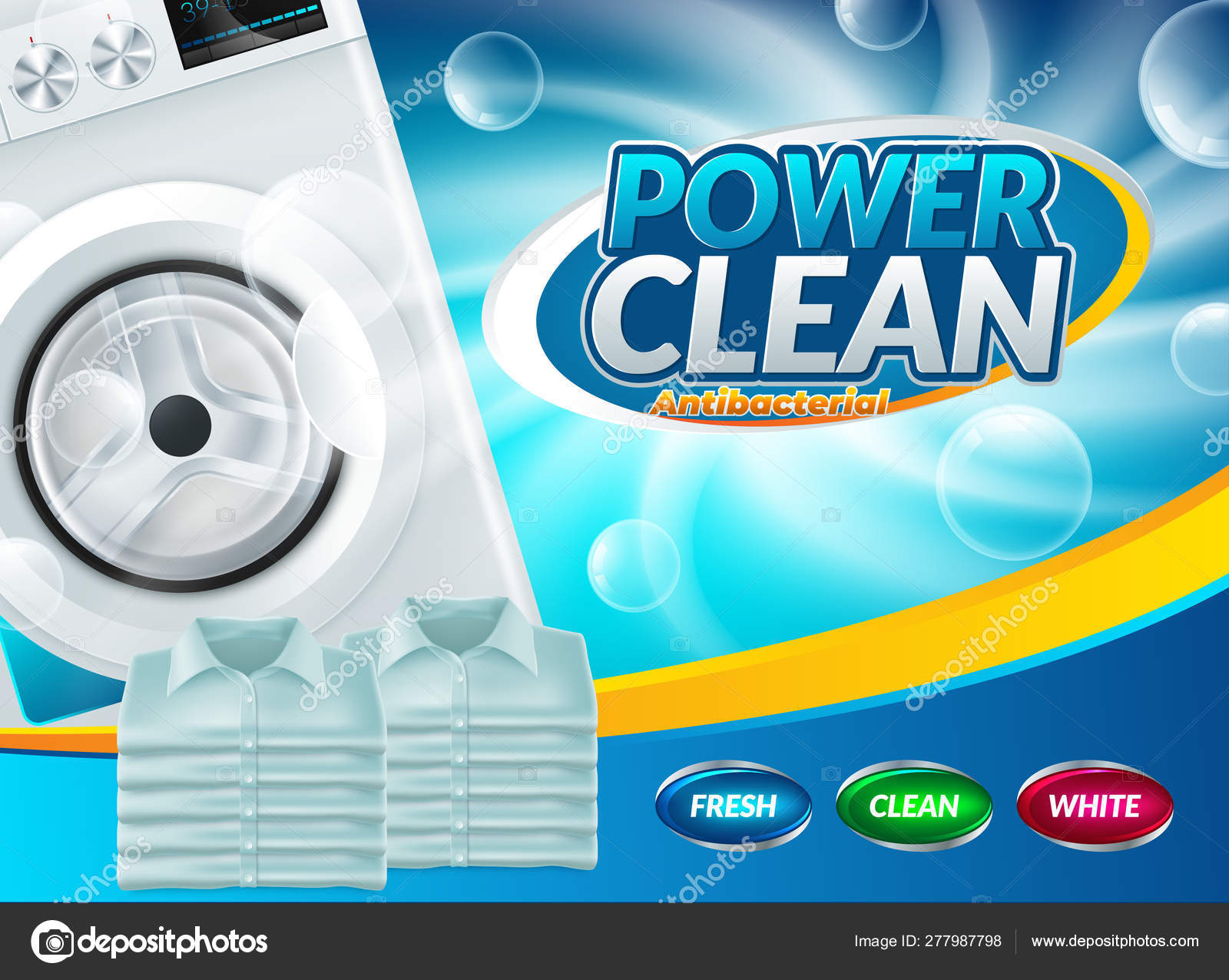 Powder laundry detergent advertising poster. Vector realistic ...