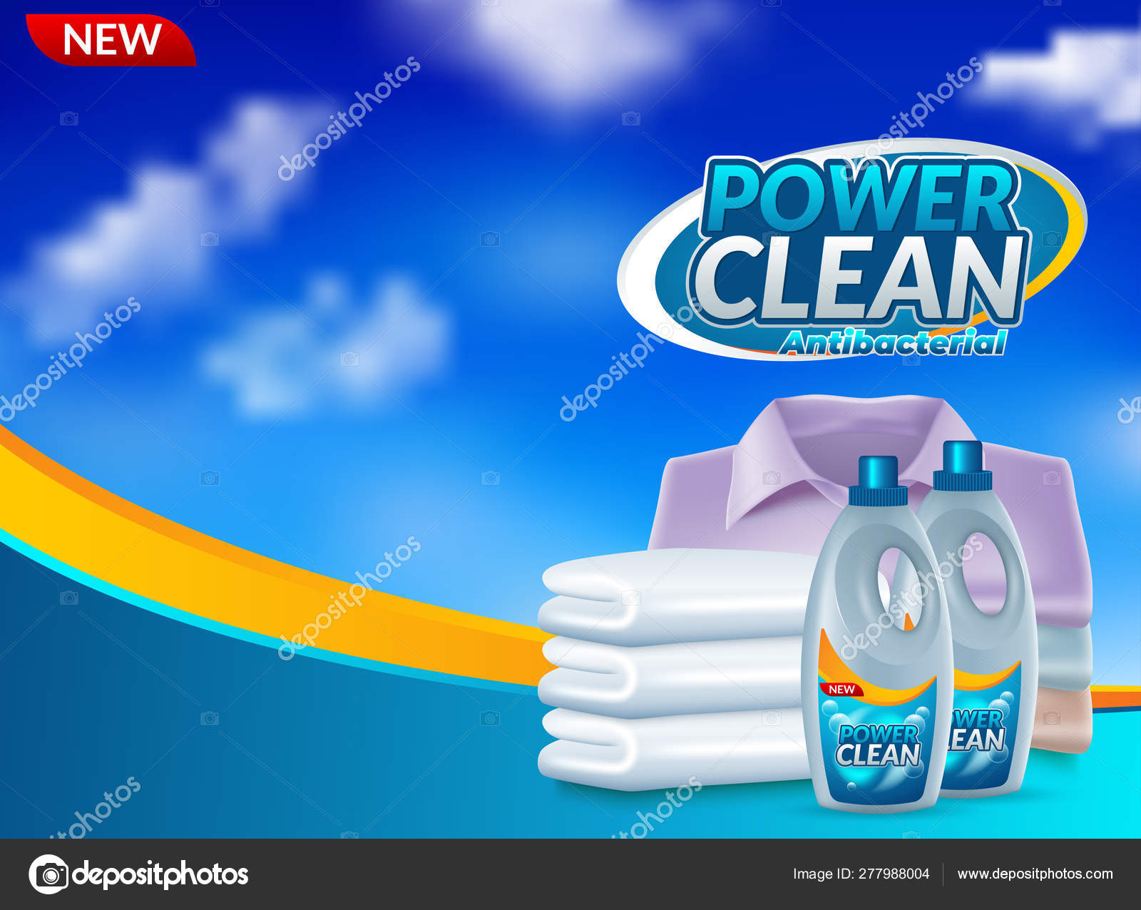 Powder laundry detergent advertising poster. Vector realistic ...