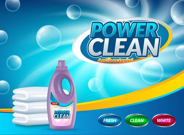 Vector realistic promo banner of washing powder, poster for advertising ...