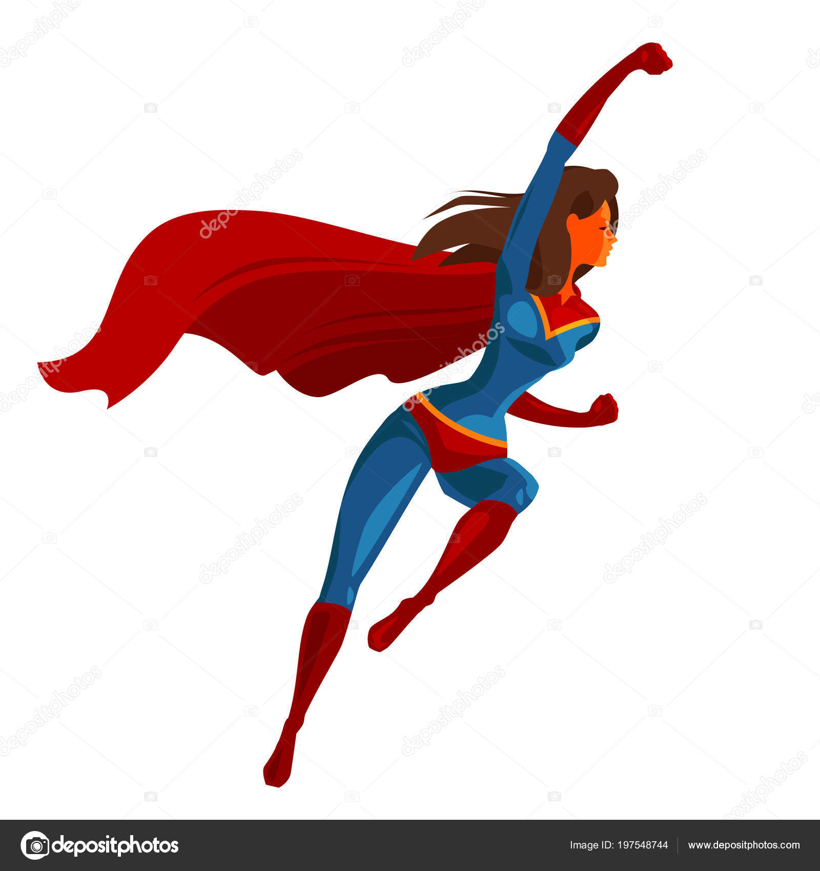 Vliegende Superheld Cartoon Vectorillustratie Geïsoleerd Witte ...