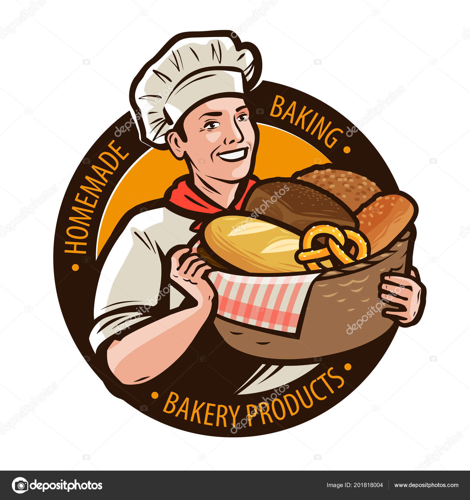 Panadería Logotipo Etiqueta Bakeshop Hornear Casa Concepto Pan ...