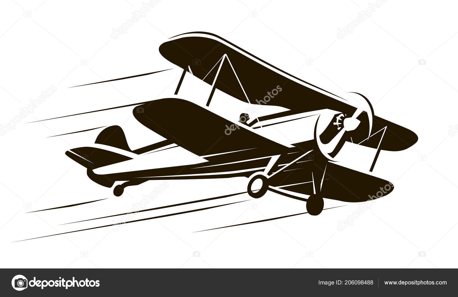 Vintage Aircraft Airplane Flying Machine Symbol Vector Illustration ...