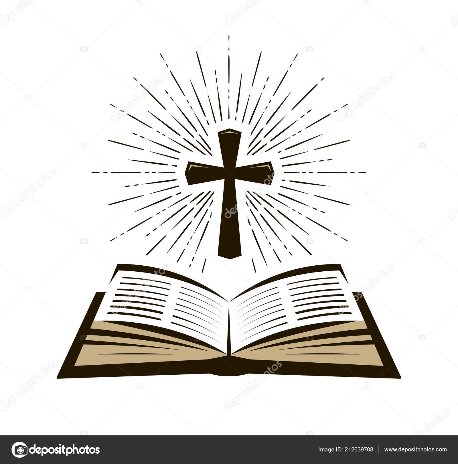 Bible, Scripture logo or label. Faith, creed, worship symbol. Vector ...