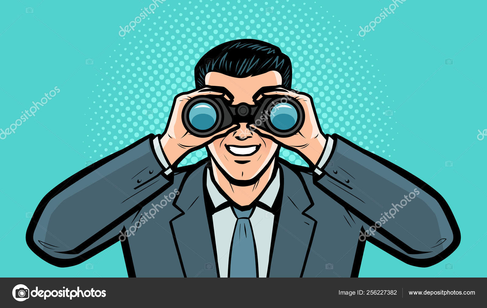 Looking Through Binoculars Cartoon
