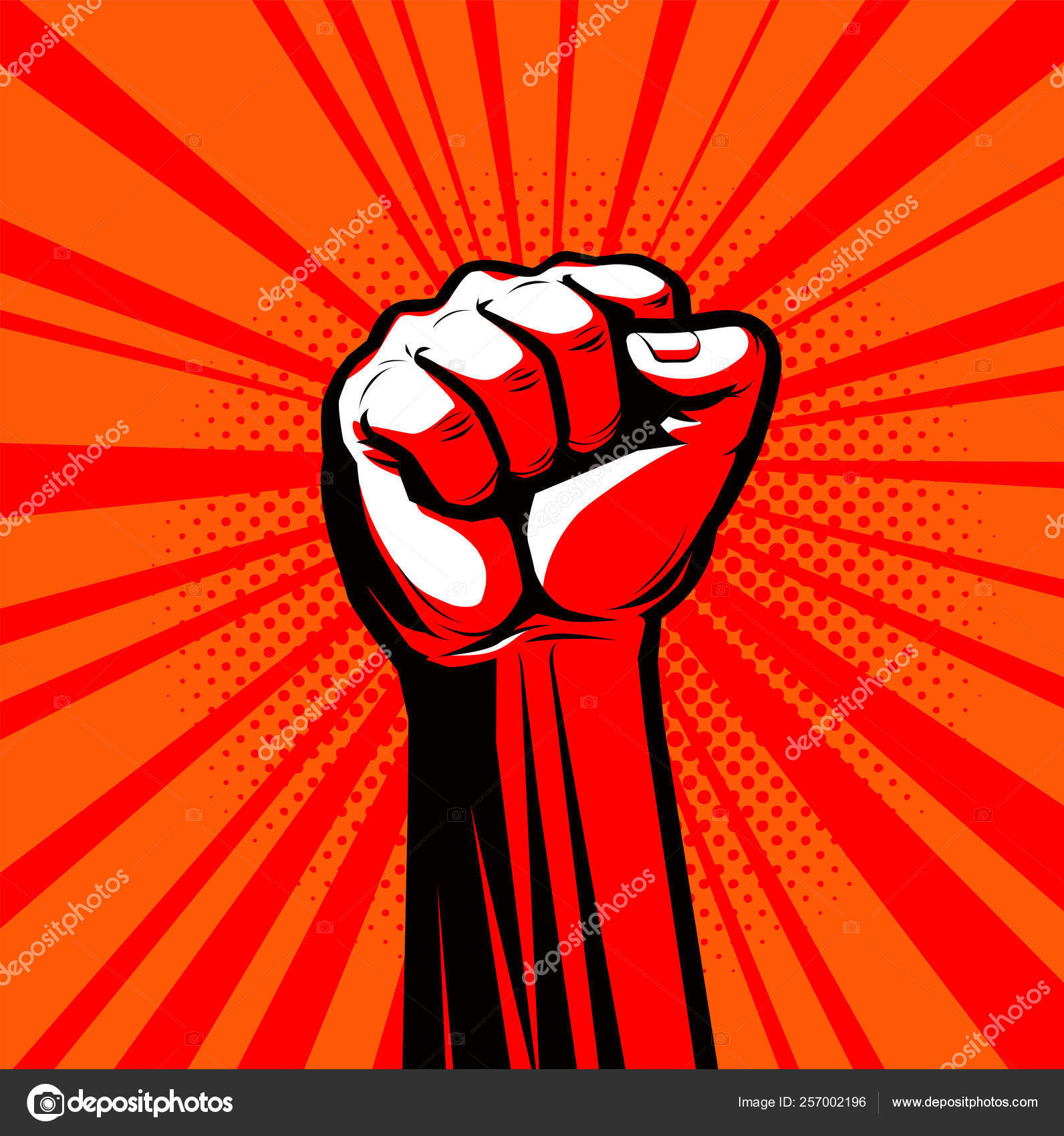 Erhobene Hand mit geballter Faust. Vektorillustration Stock-Vektorbild ...