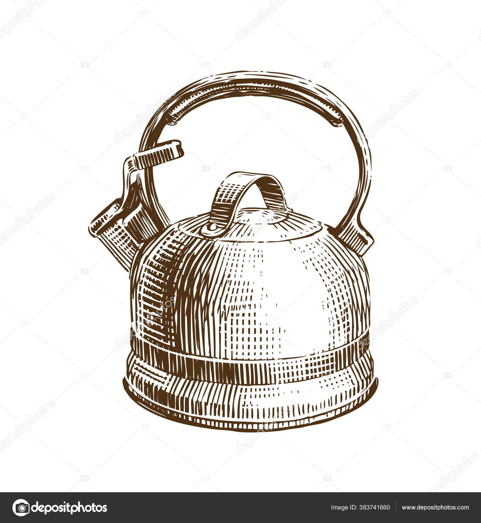 Tetera Retro Dibujada Mano Teapot Sketch Vector Ilustración Aislado ...