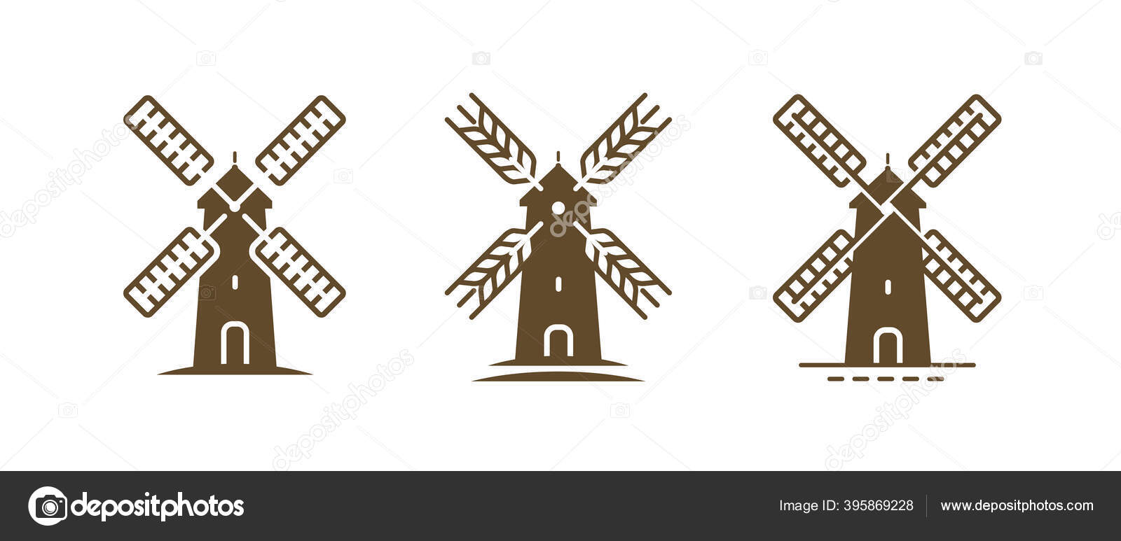Windmill Logo Symbol Agriculture Bakery Farm Concept Stock Vector by ...