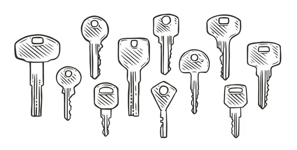 Hand Drawn Set Keys Sketch Vector Illustration Stock Vector by ...