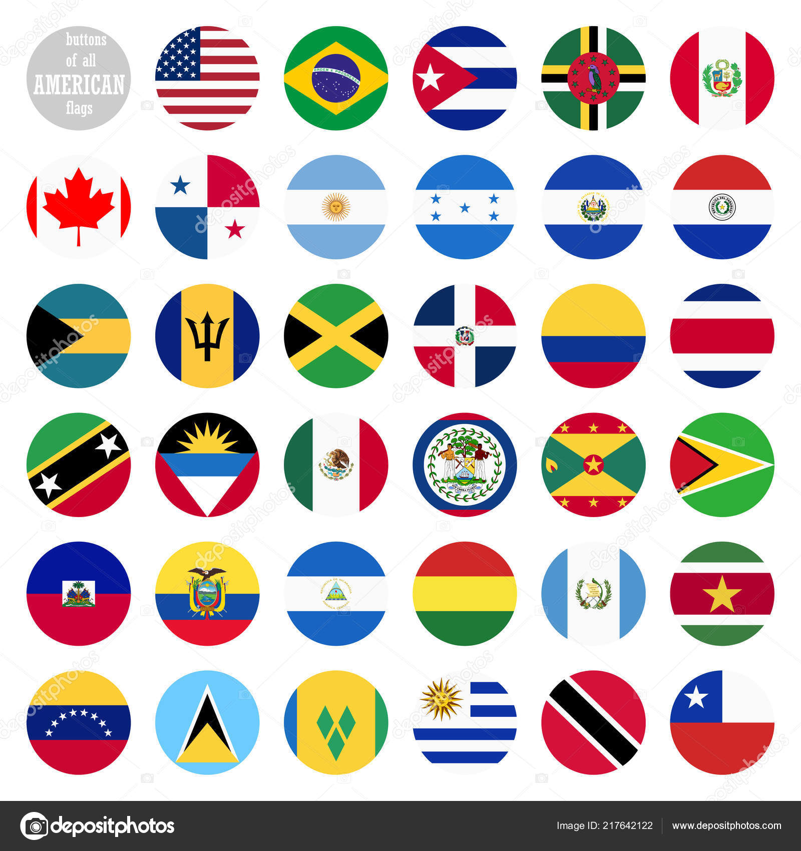 Collection Flags All National Countries America Stock Vector by ...