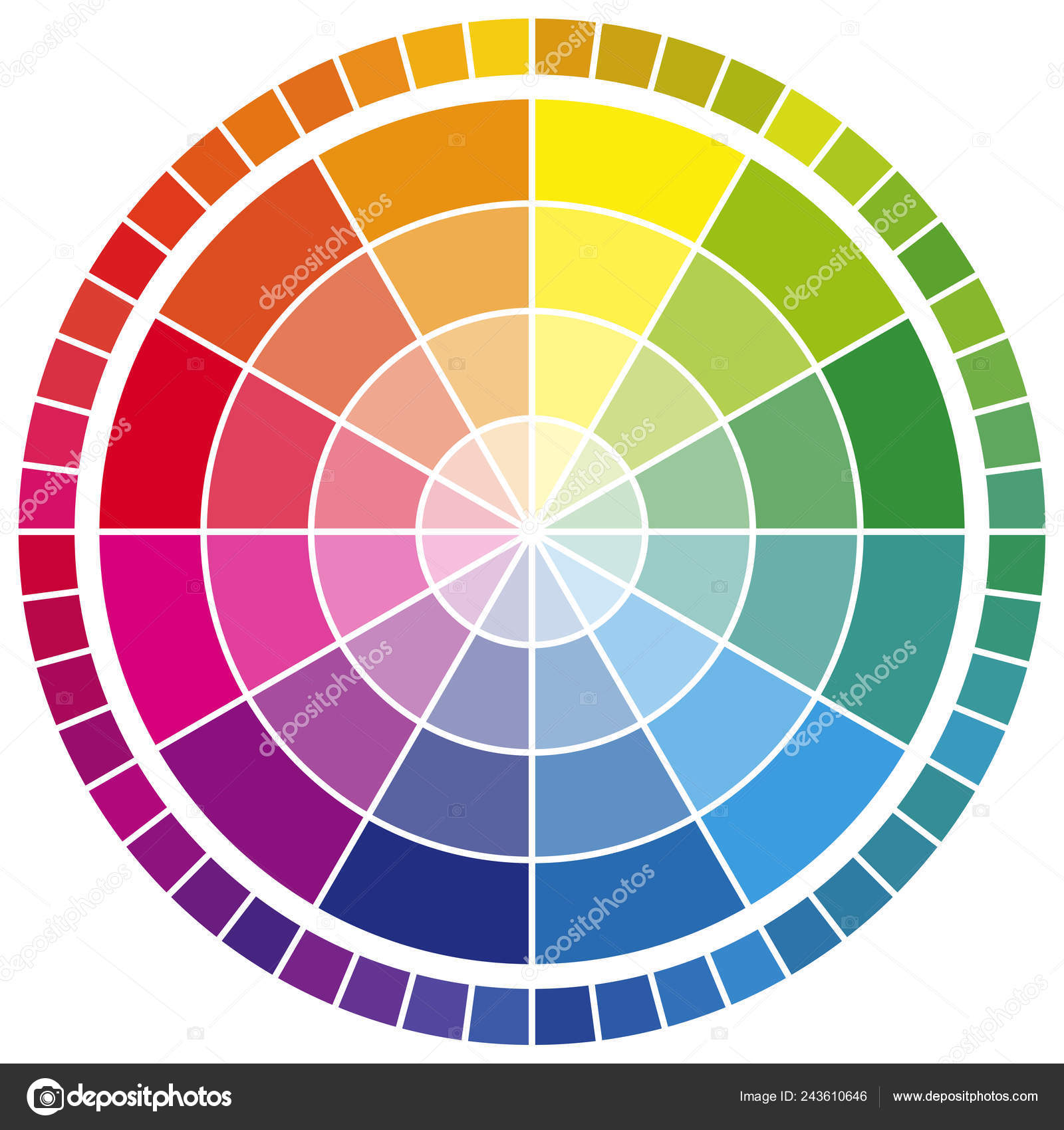 Vector Illustration Printing Color Wheel Twelve Colors Gradations Stock ...