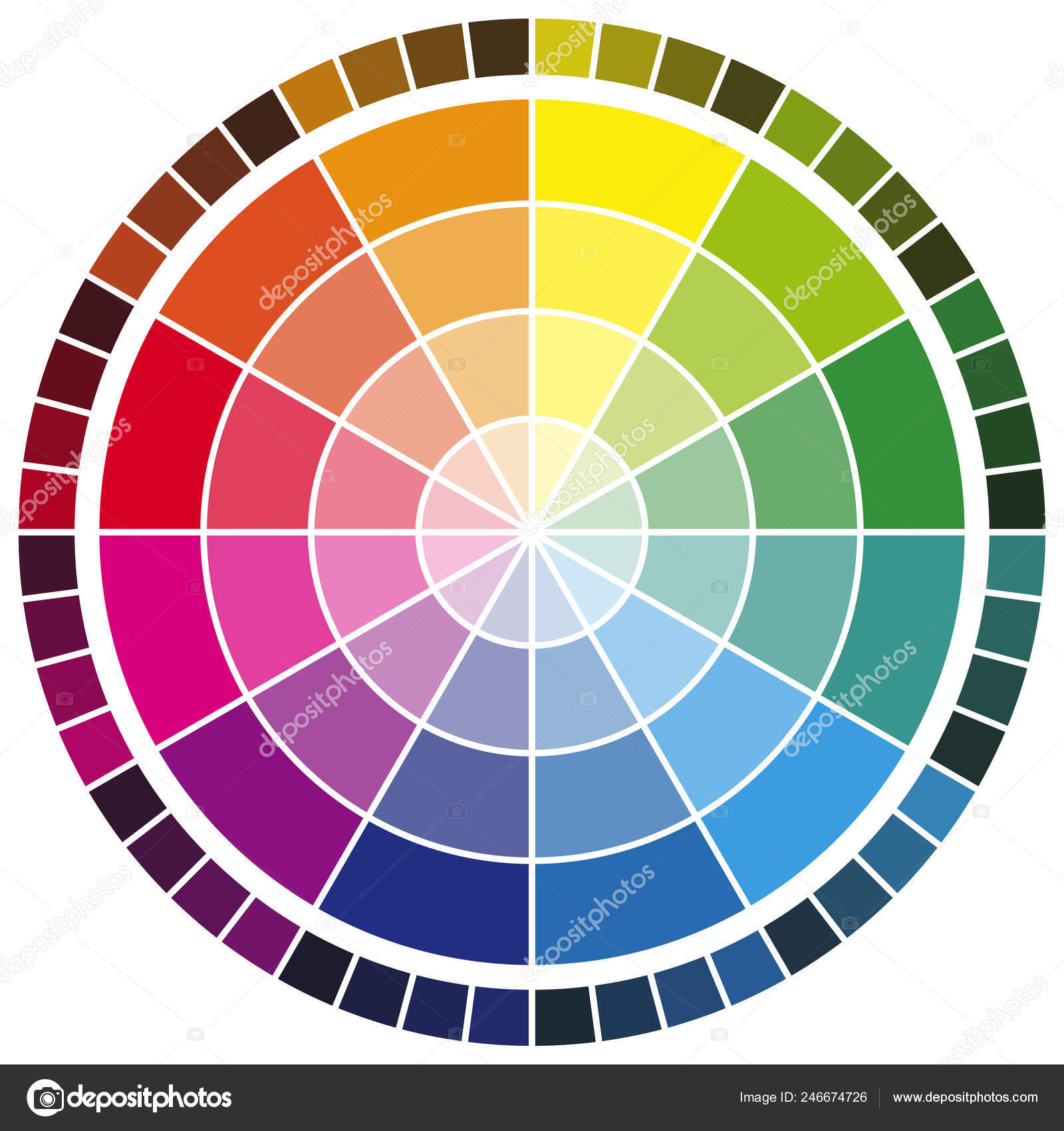 Vector Illustration Printing Color Wheel Twelve Colors Gradations Stock ...