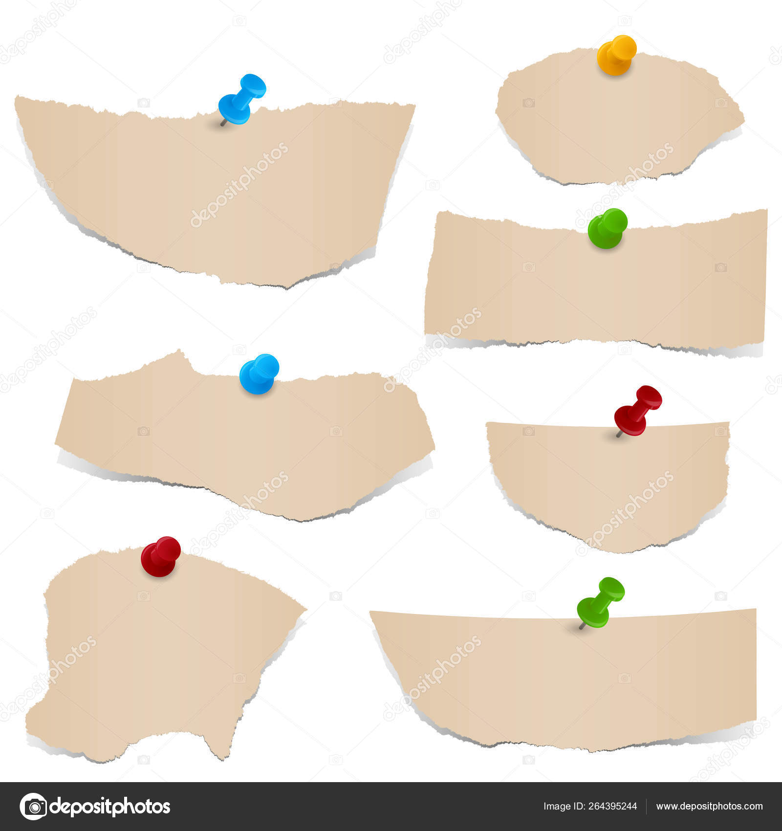 Scraps of papers with pin Stock Vector by ©opicobello 264395244