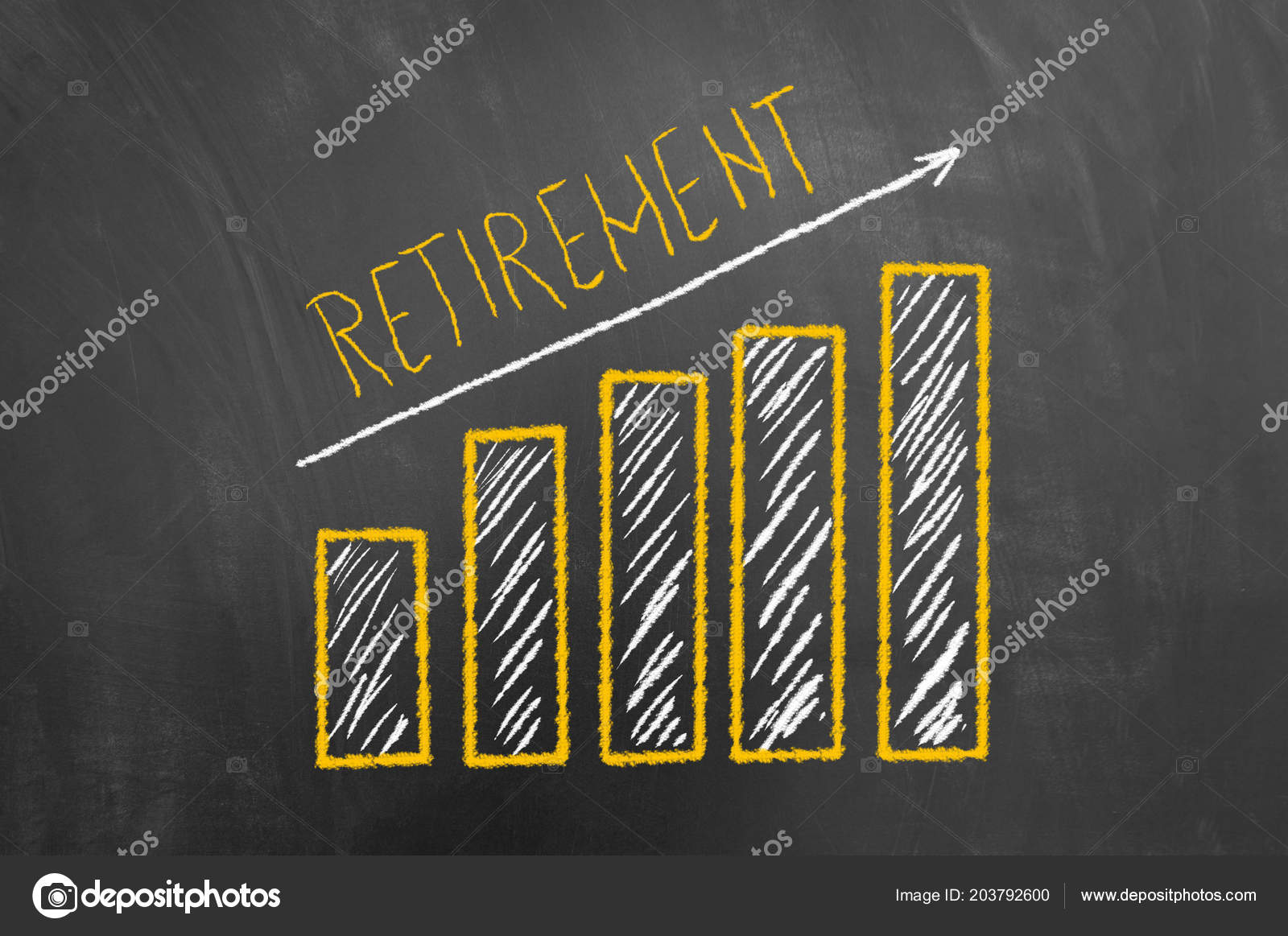 Retirement Bar Arrow Chalk Graphic Chalkboard Blackboard Growing Aging ...