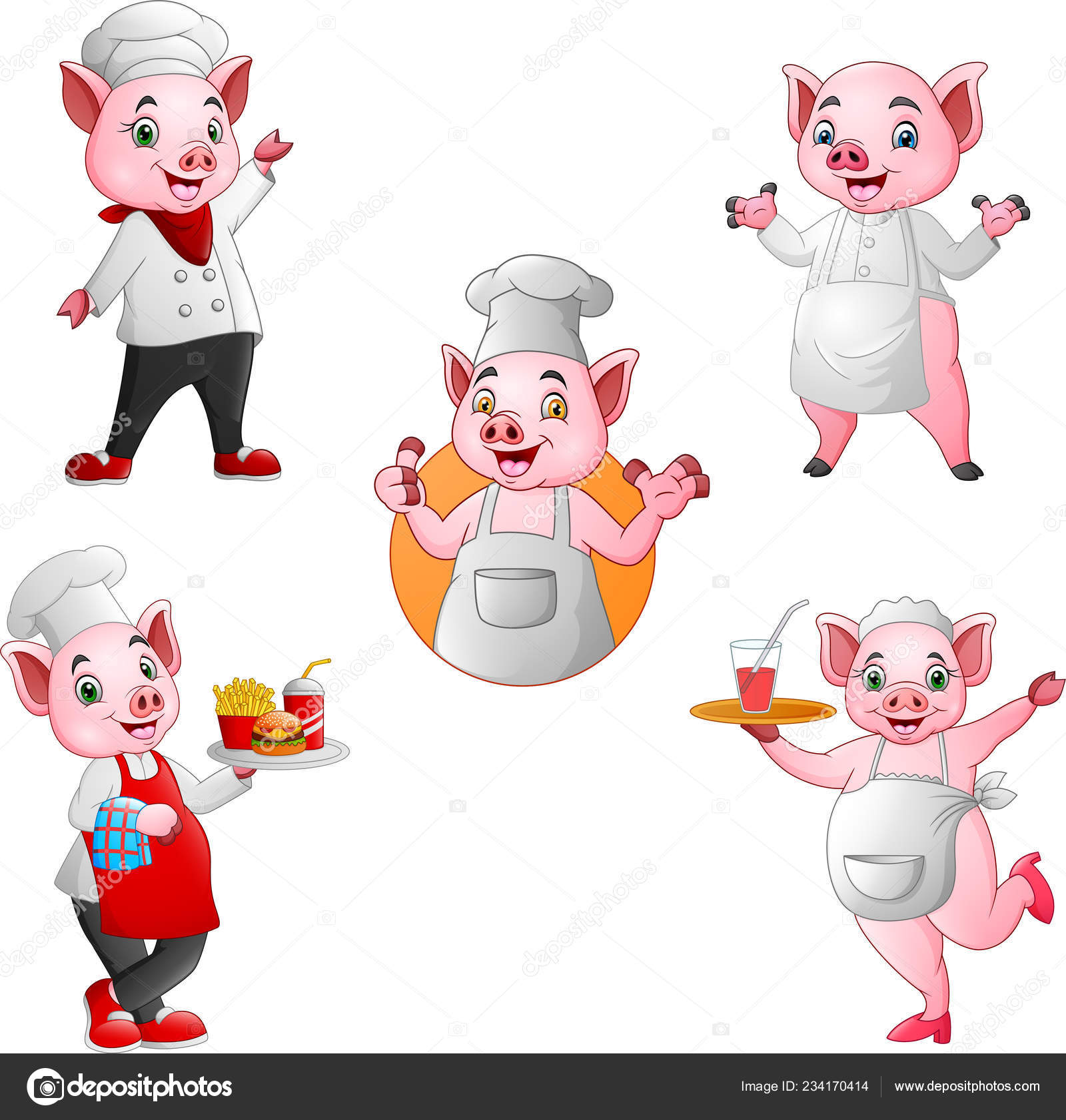 Cartoon Pigs Chef Collection Set Stock Vector Image by ©idesign2000 ...