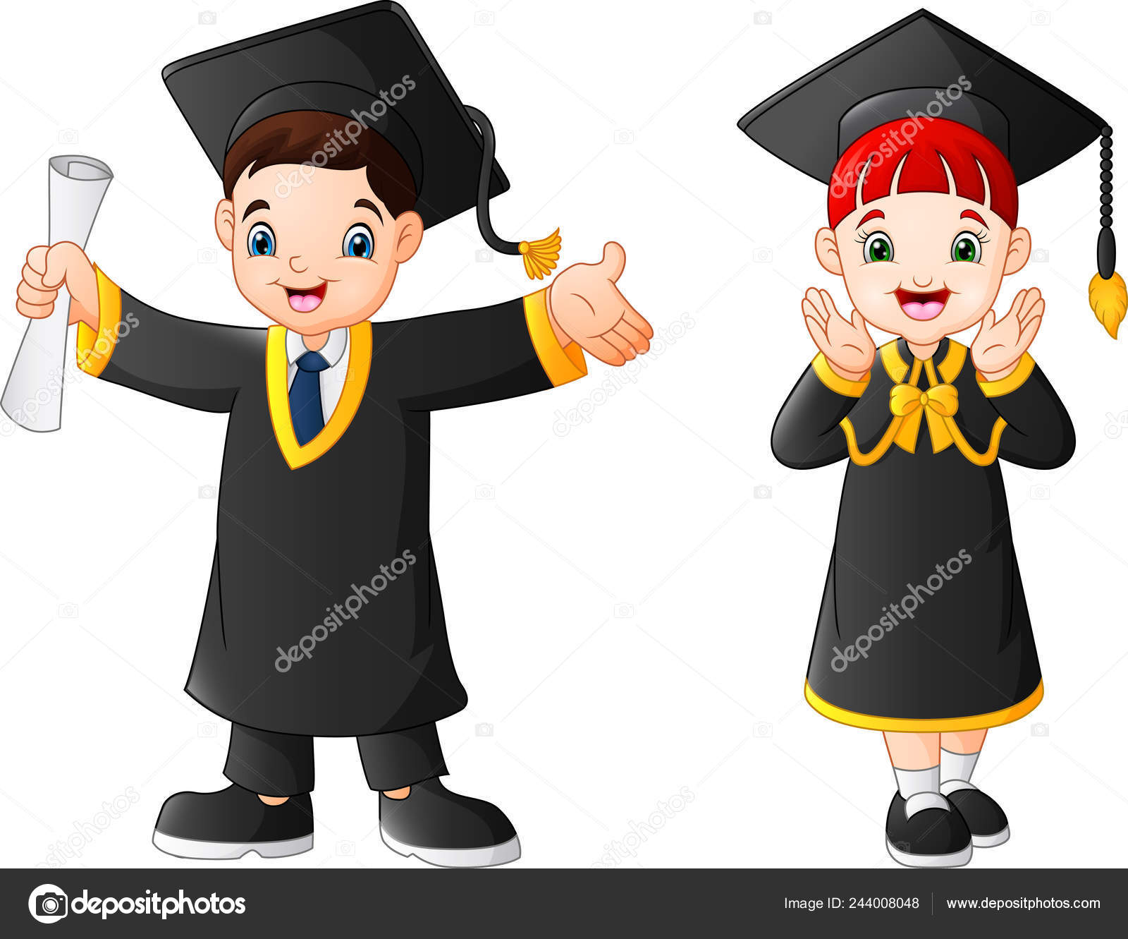 Kartun Happy Kid Graduation Kostum Vektor Stok oleh ©idesign2000 244008048