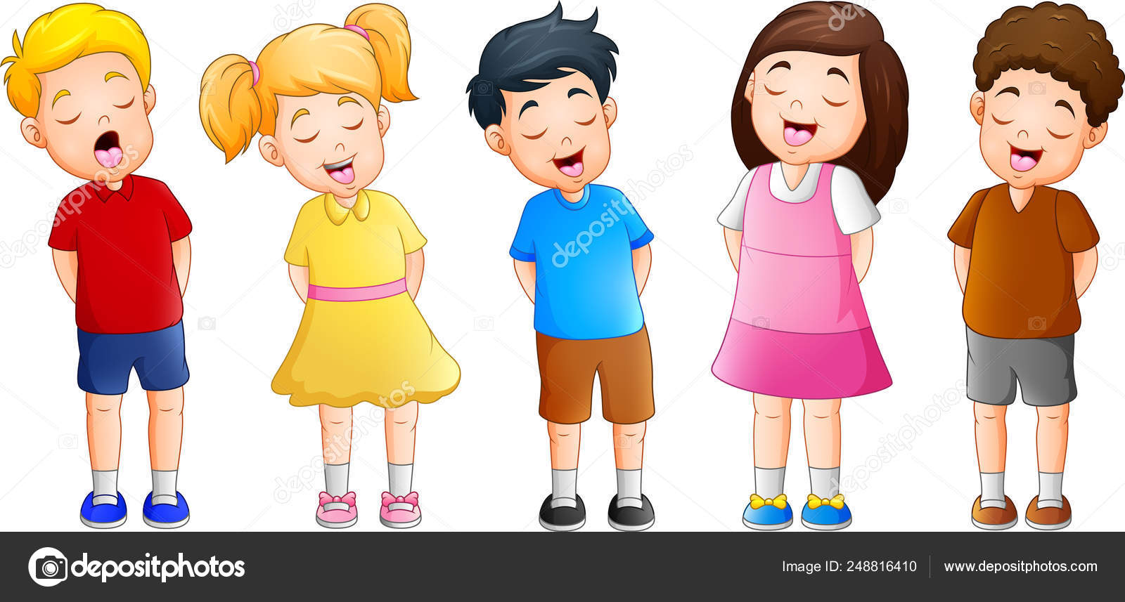 Cartoon Group Children Singing Together Stock Vector Image by ...
