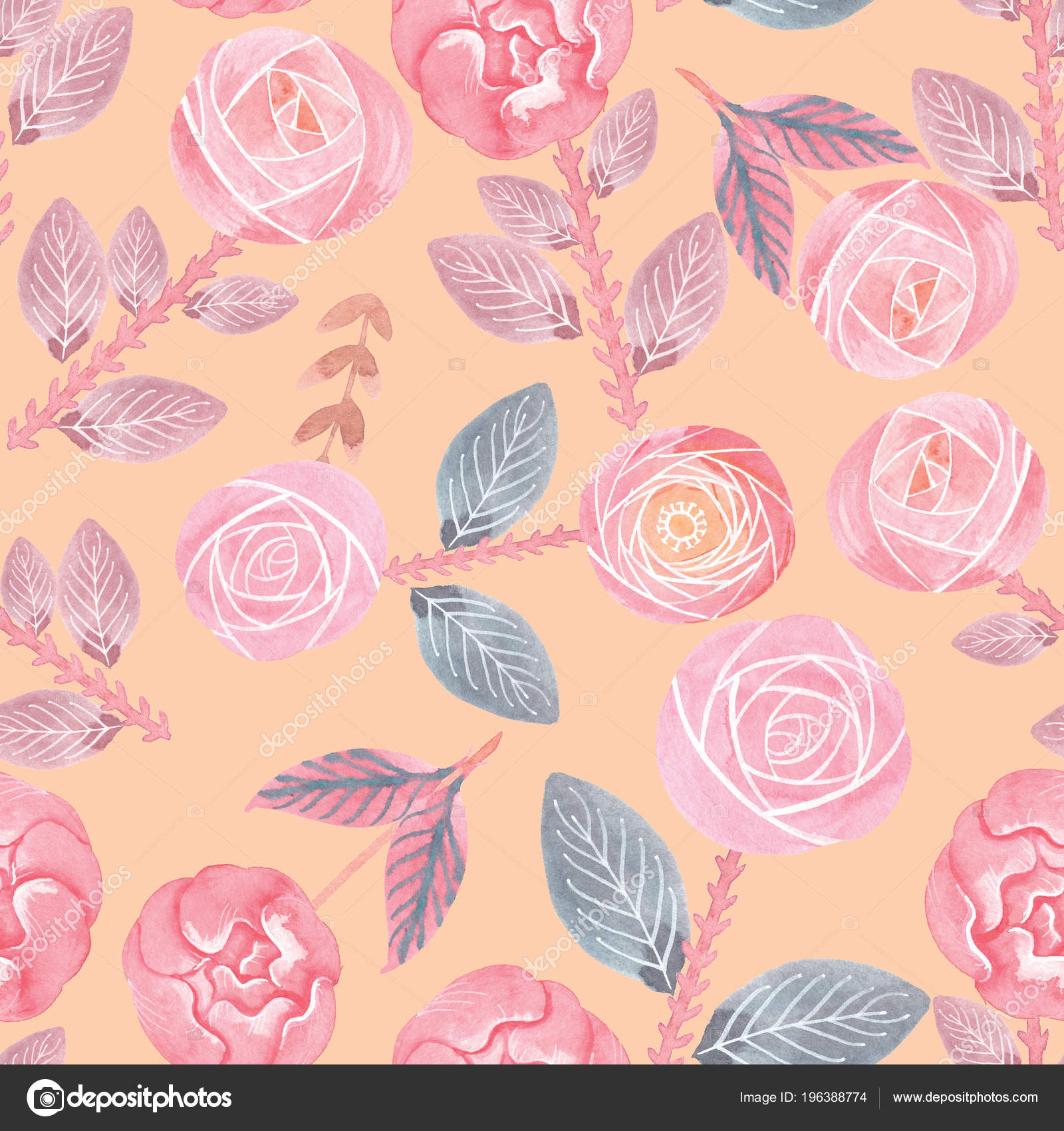 Watercolor Seamless Floral Pattern High Resolution Decor Background ...