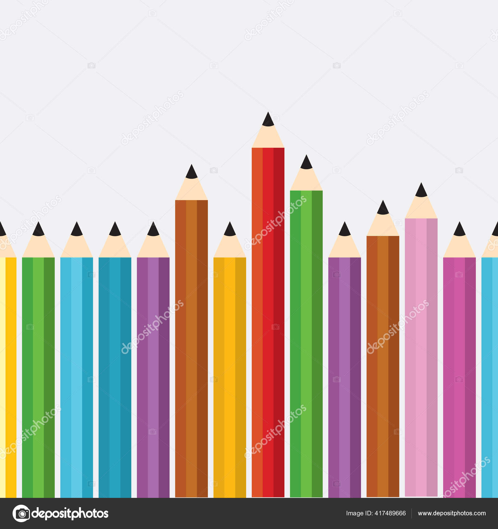 Colour Pencils Row Lower Side Vector Illustration Stock Vector by ...