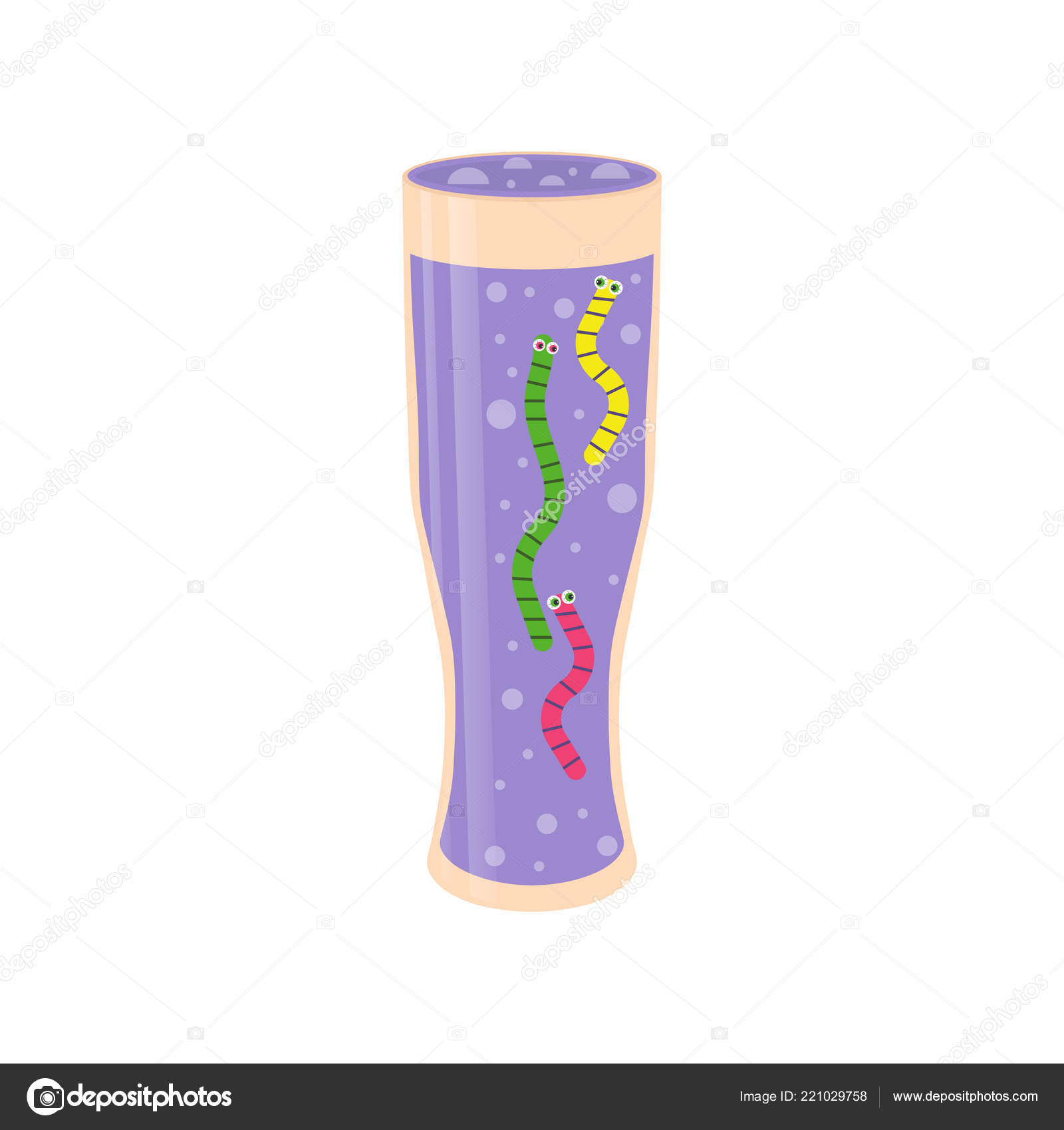 Halloween Cocktail Spooky Drink Worms Bubbles Stock Vector Image by ...