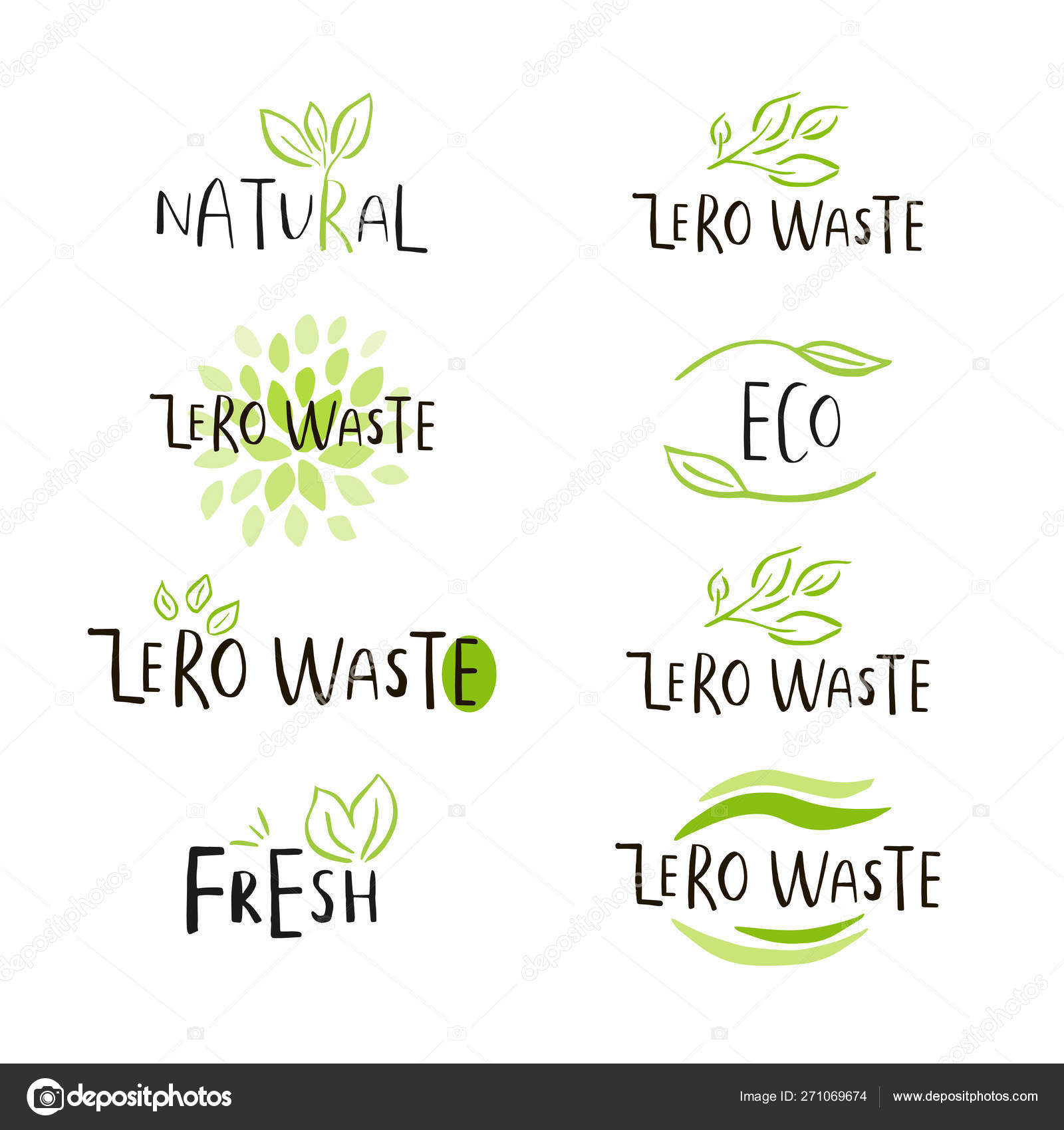 Hand drawn Zero waste logo or sign. Eco badge, tag for shopping, Stock ...