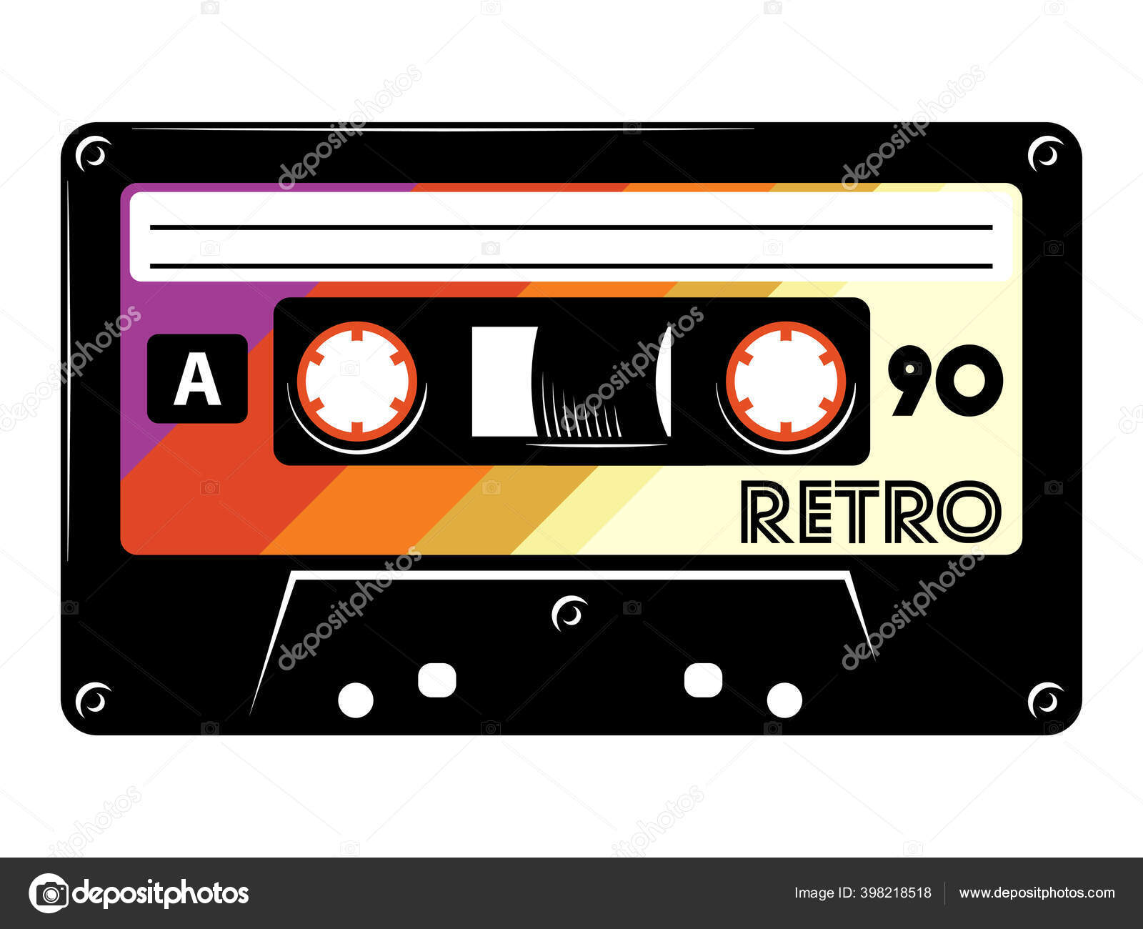Cassette Tape Retro Vintage Mixtape Vector Illustration Isolated White ...