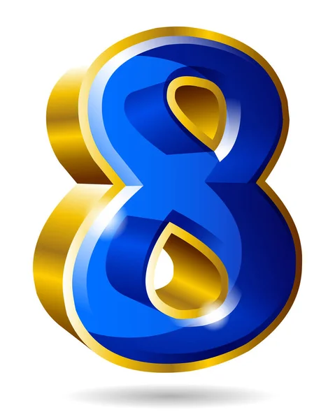 Golden Violet Number Character Isolated White Background Vector ...