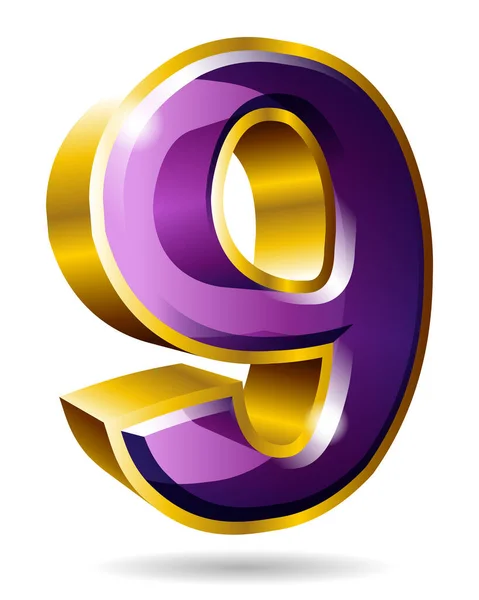 Golden Violet Number Character Isolated White Background Vector ...