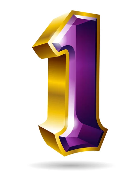 Golden Blue Number Character Isolated White Background Vector ...