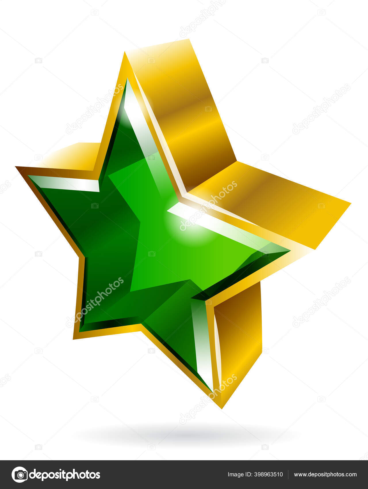 Gold Green Star Symbol Graphic Isolated White Background Vector ...