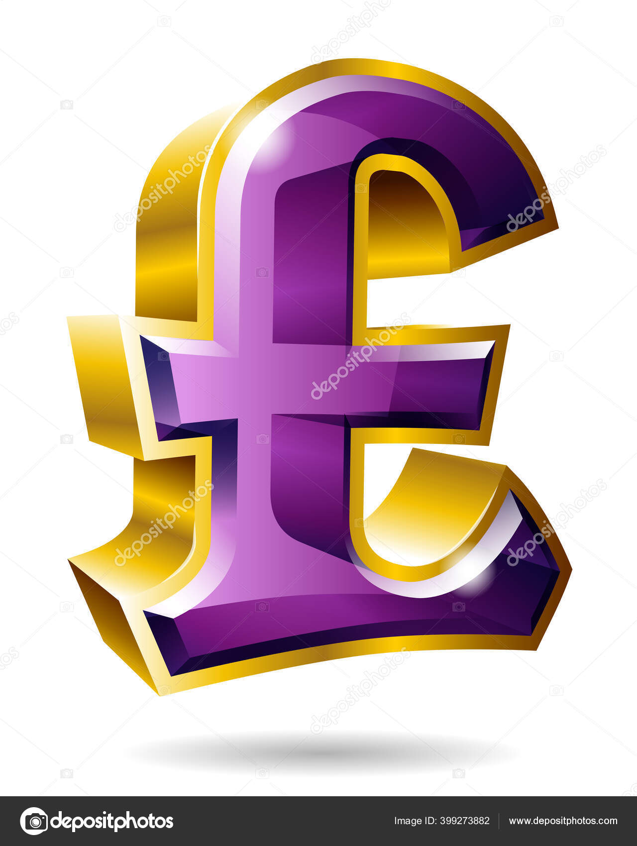 Golden Pound Sterling Symbol Style Isolated White Background Vector ...