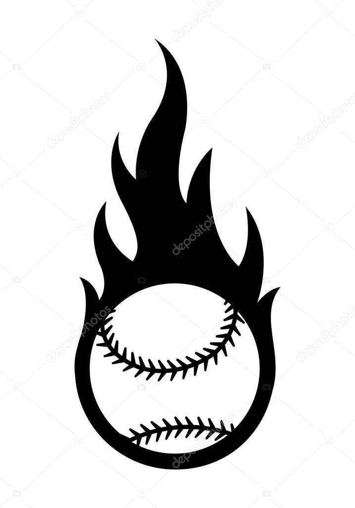 Ilustración de silueta vectorial de pelota de béisbol con forma de llama simple. Ideal para ...