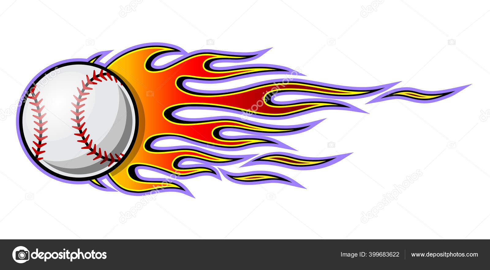 Ilustración Vectorial Pelota Softbol Béisbol Con Forma Llama Hotrod Ideal Vector de stock ...