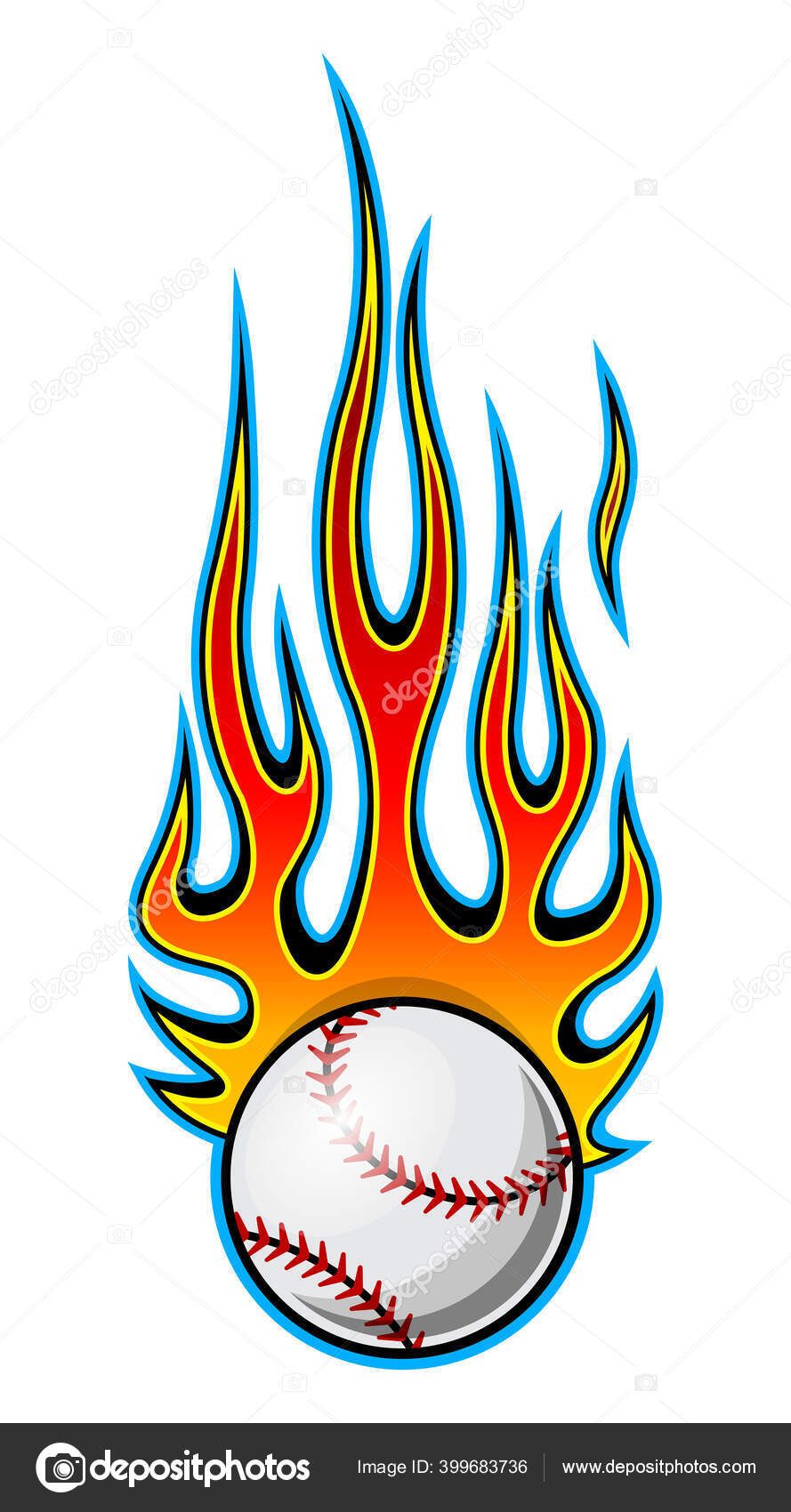 Cartoon Softball On Fire