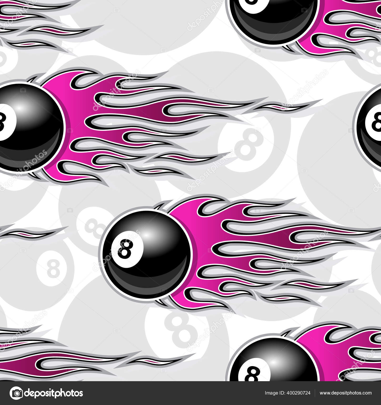 Seamless Printable Pattern Billiards Pool Snooker Ball Symbols Hot Rod ...