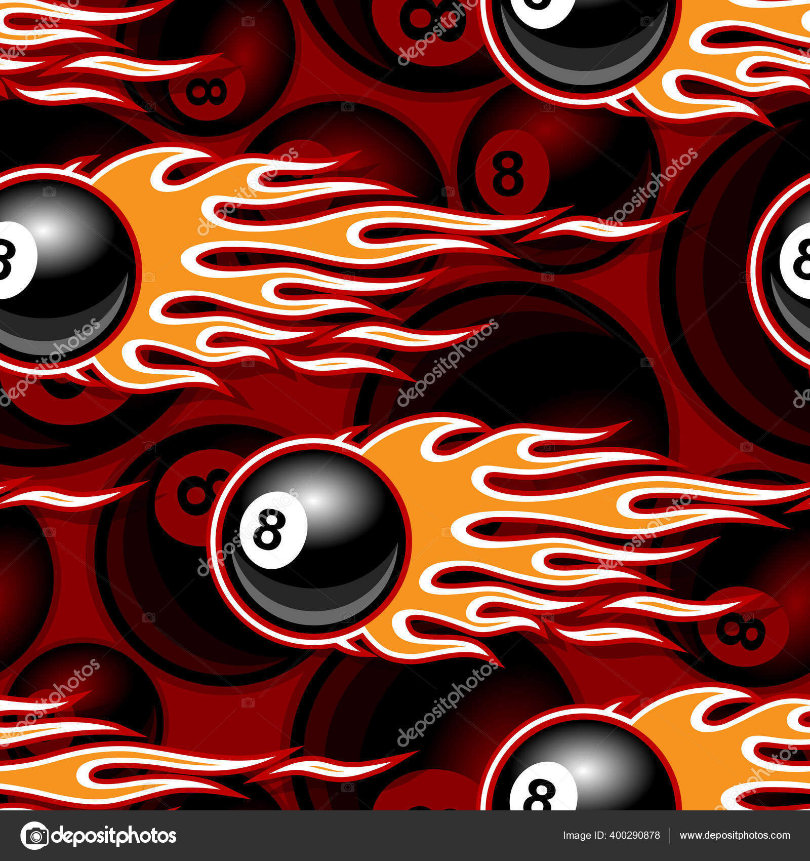 Printable Seamless Pattern Billiards Pool Snooker Ball Symbols Hotrod ...