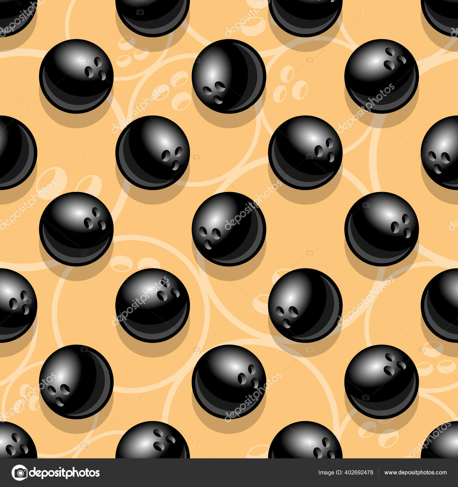 Printable Seamless Pattern Bowling Ball Graphic Vector Illustration ...