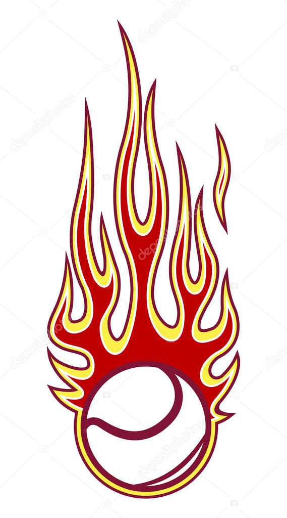 Ilustración vectorial de pelota de tenis con forma de llama hotrod. Ideal para pegatina ...