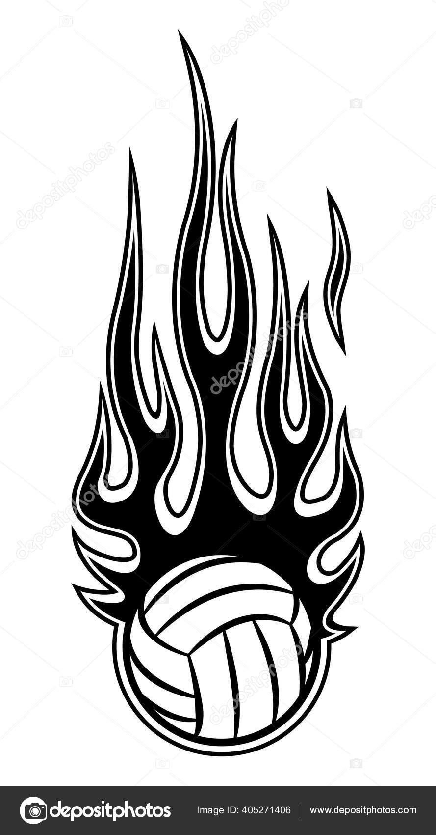 Volleyball On Fire Drawing