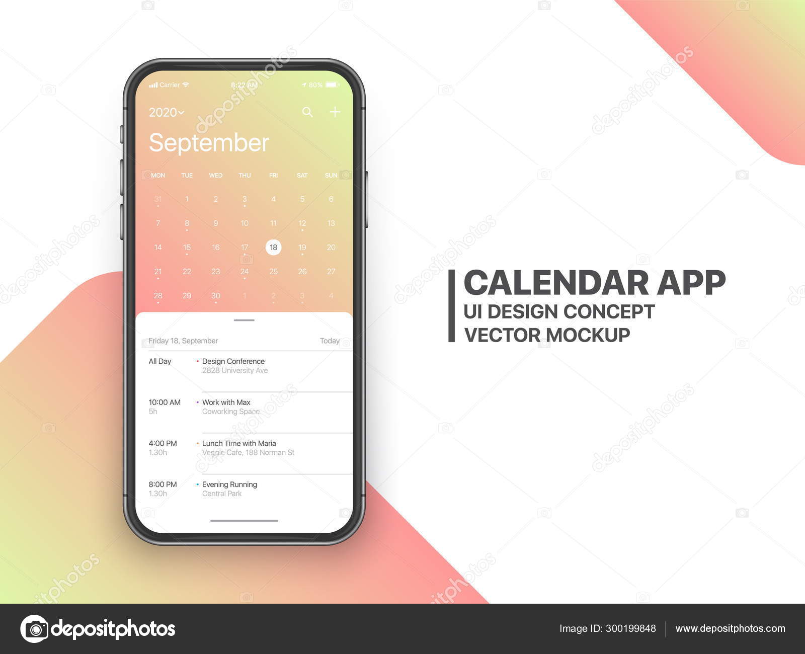 Vector Design Calendar App UI UX Concept Stock Vector Image by ...