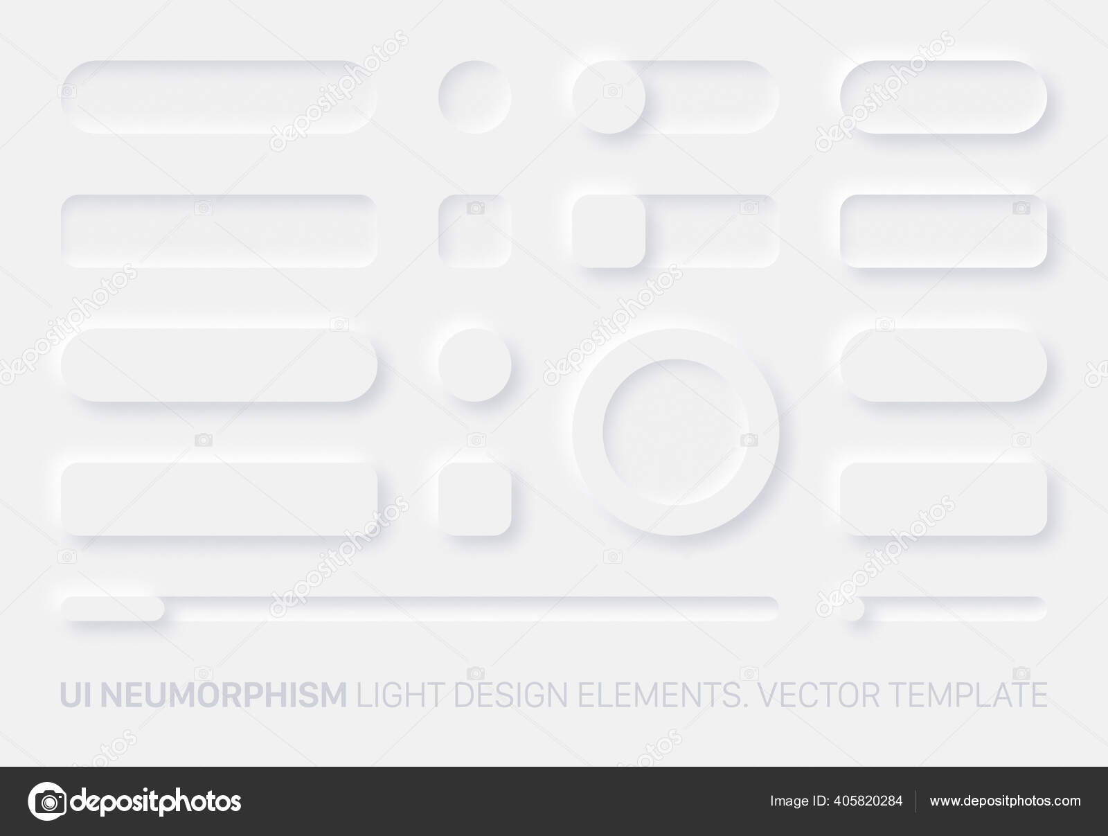 Neumorphic App Light UI Design Elements Set Vector Stock Vector Image ...