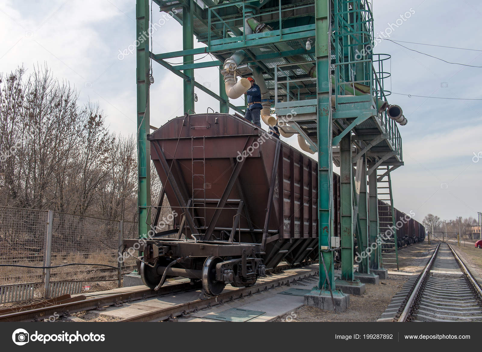 Loading Grain Wagons Elevator Stock Photo by ©vipavlenkoff 199287892