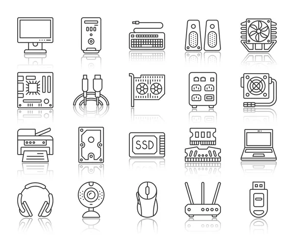 Computer Performance Equipment Icons Piece Paper Vector Icon Set Stock ...