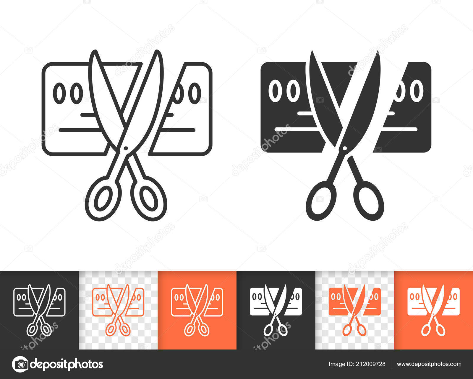 Card Scissors Cut simple black line vector icon ⬇ Vector Image by ...