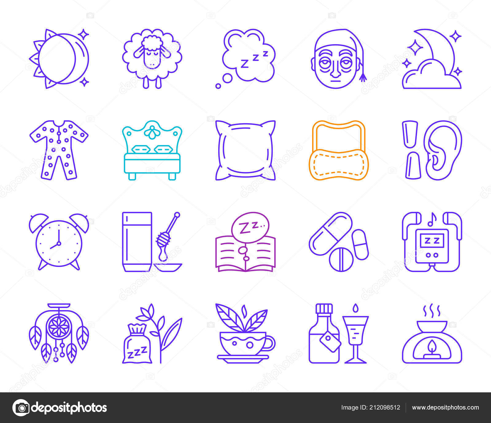 Insomnia simple color line icons vector set Stock Vector Image by ...