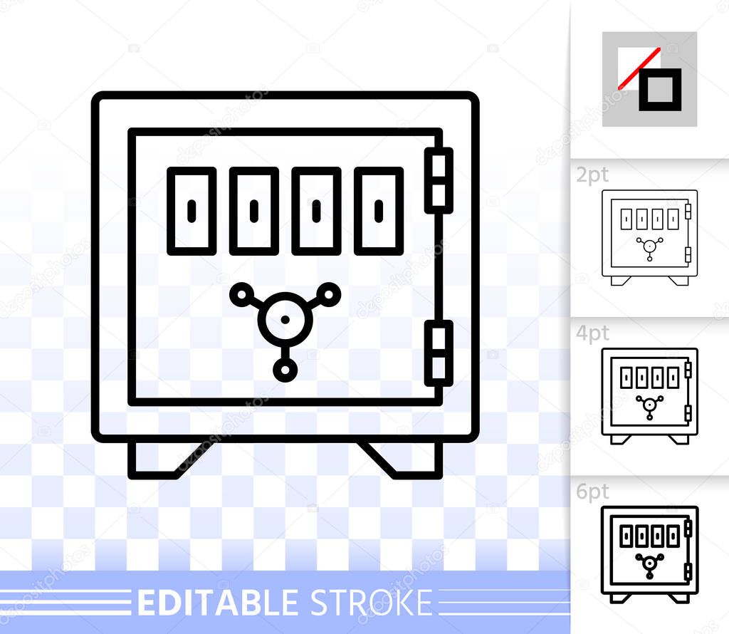 Caja fuerte simple línea negra banco celular caja vector icono 2022