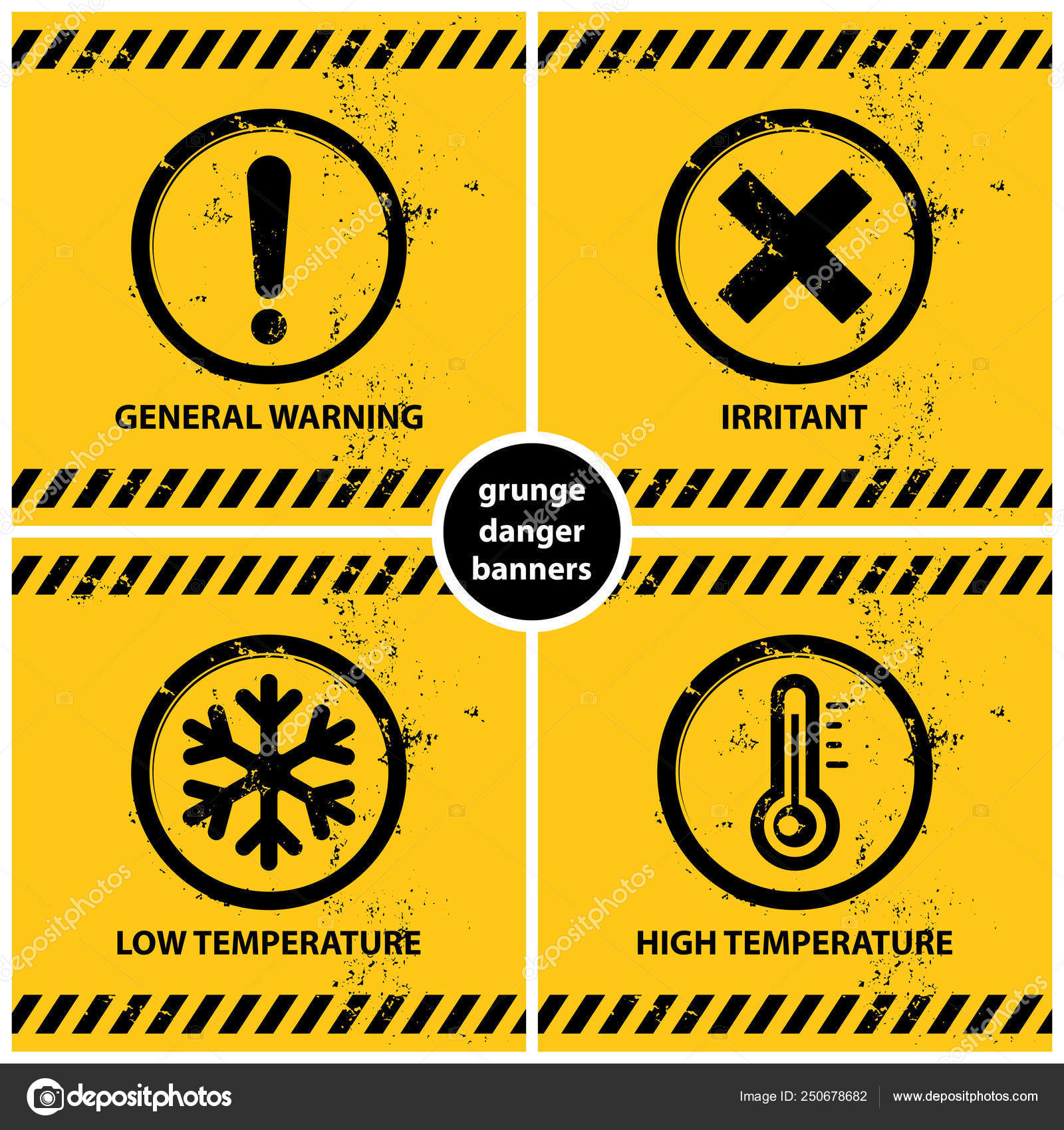 Set of grunge warning banners Stock Vector by ©vectorshape 250678682
